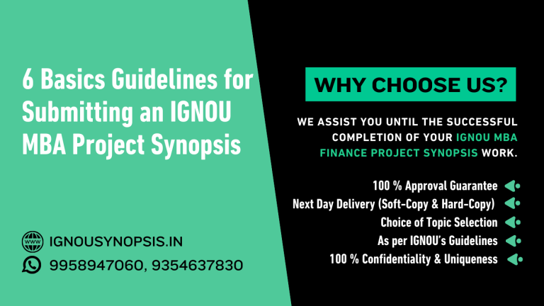 Criteria for IGNOU MBA Project Synopsis Report (MMPP-1) work